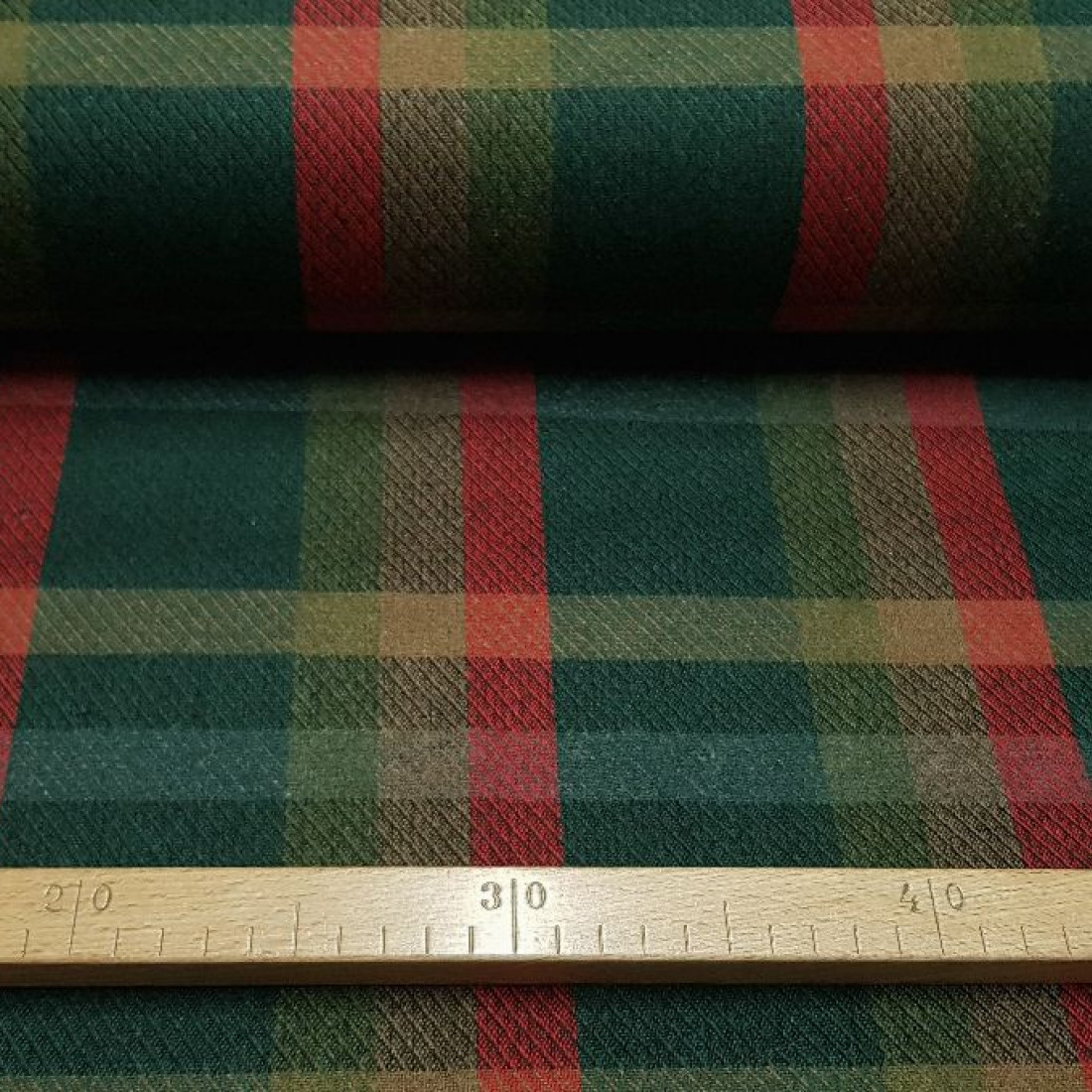 Tela Lana Cuadro Liverpool Verde Rojo | Tienda de telas Textil Siles