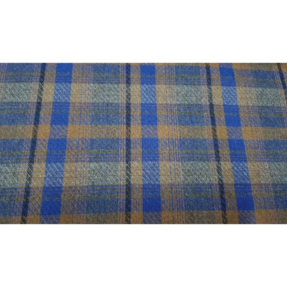 Tejido Lana Cuadro Liverpool Azul Marrón | Tienda de telas Textil Siles