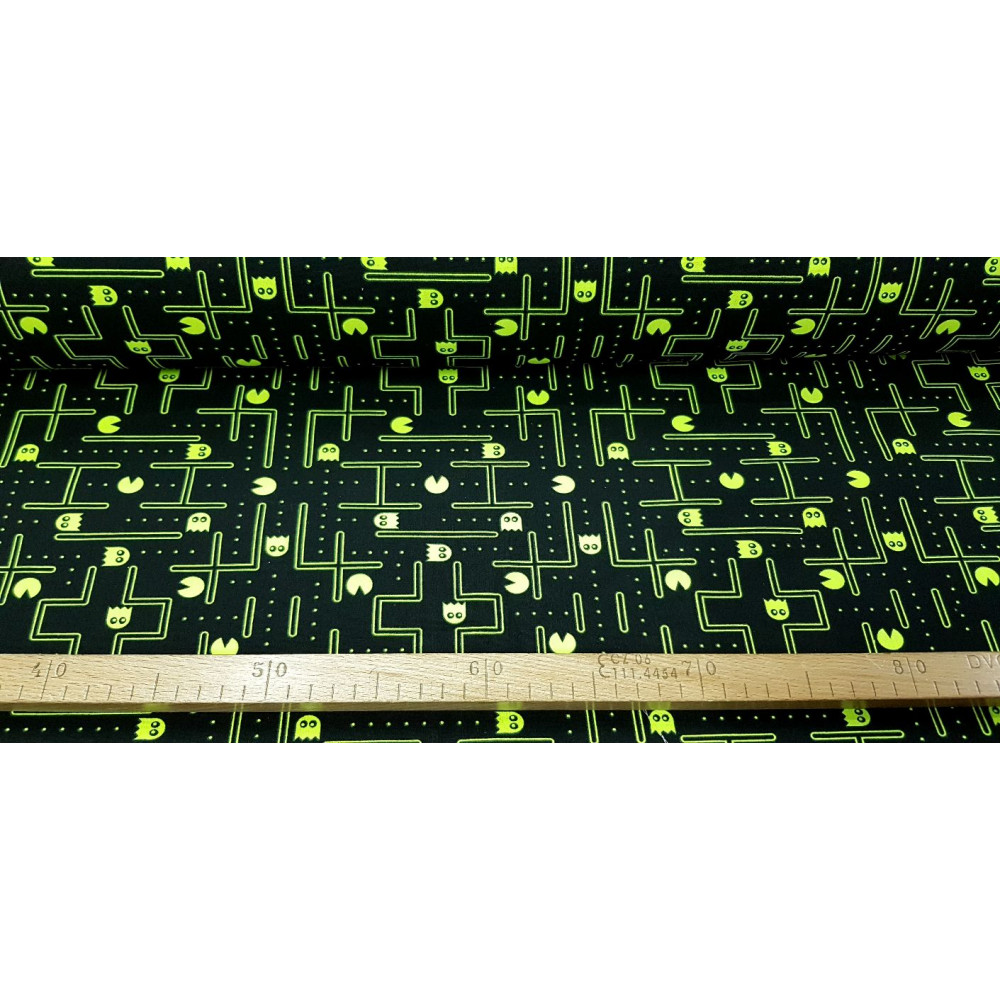 Cotton Pacman Neon Yellow fabric | Textil Siles fabric store