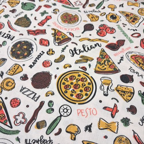 Cotton Pizza Italian Pasta fabric | Textil Siles fabric store