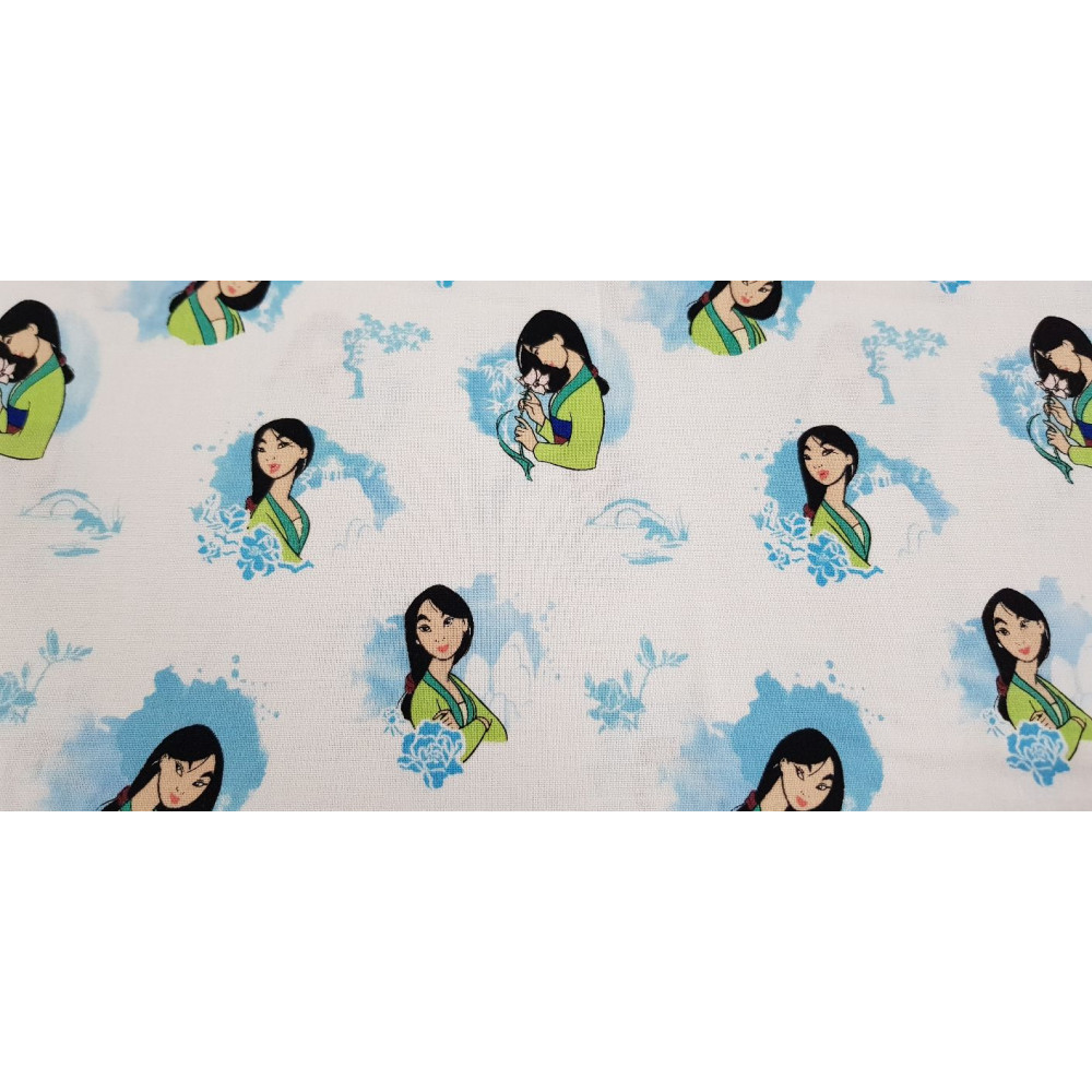Cotton Disney Mulan Blue fabric | Textil Siles fabric store