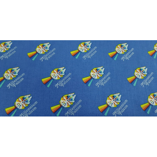 Cotton Star Wars Rainbow Millennium Falcon fabric | Textil Siles fabric ...