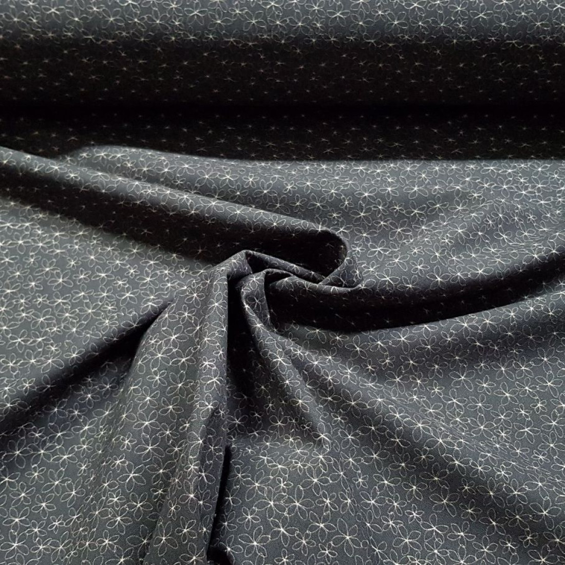 Tela Algodón Flores Flora Negro | Tienda de telas Textil Siles