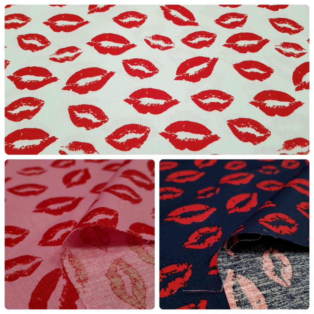 Tela Algodón Labios Besitos | Tienda de telas Textil Siles