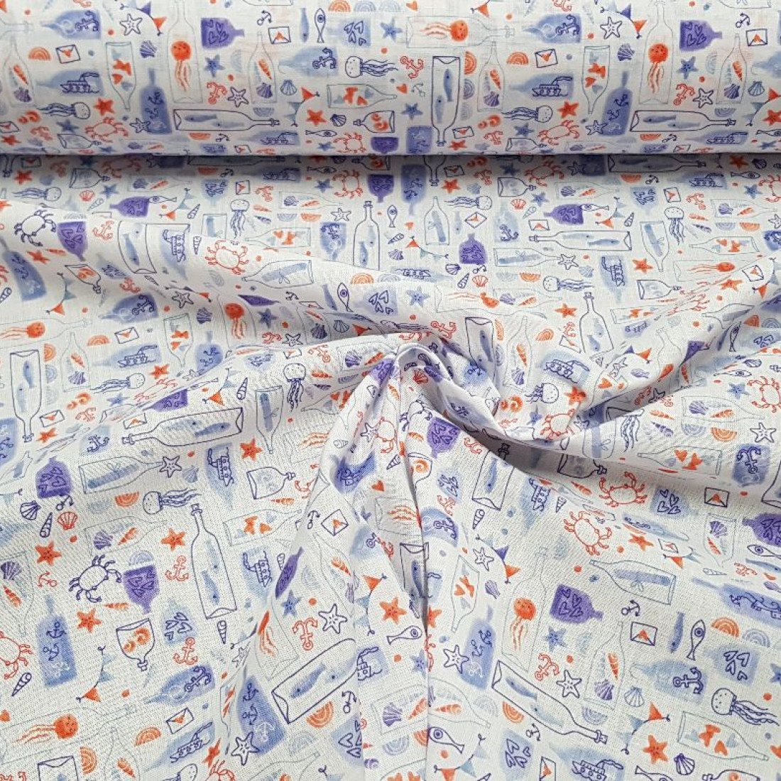 Tejido Algodón Botellas Marineras | Tienda de telas Textil Siles