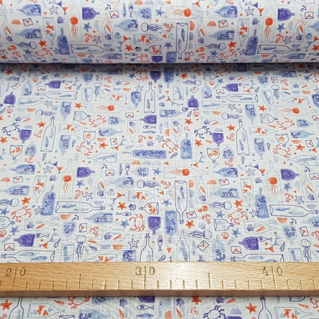 Tejido Algodón Botellas Marineras | Tienda de telas Textil Siles