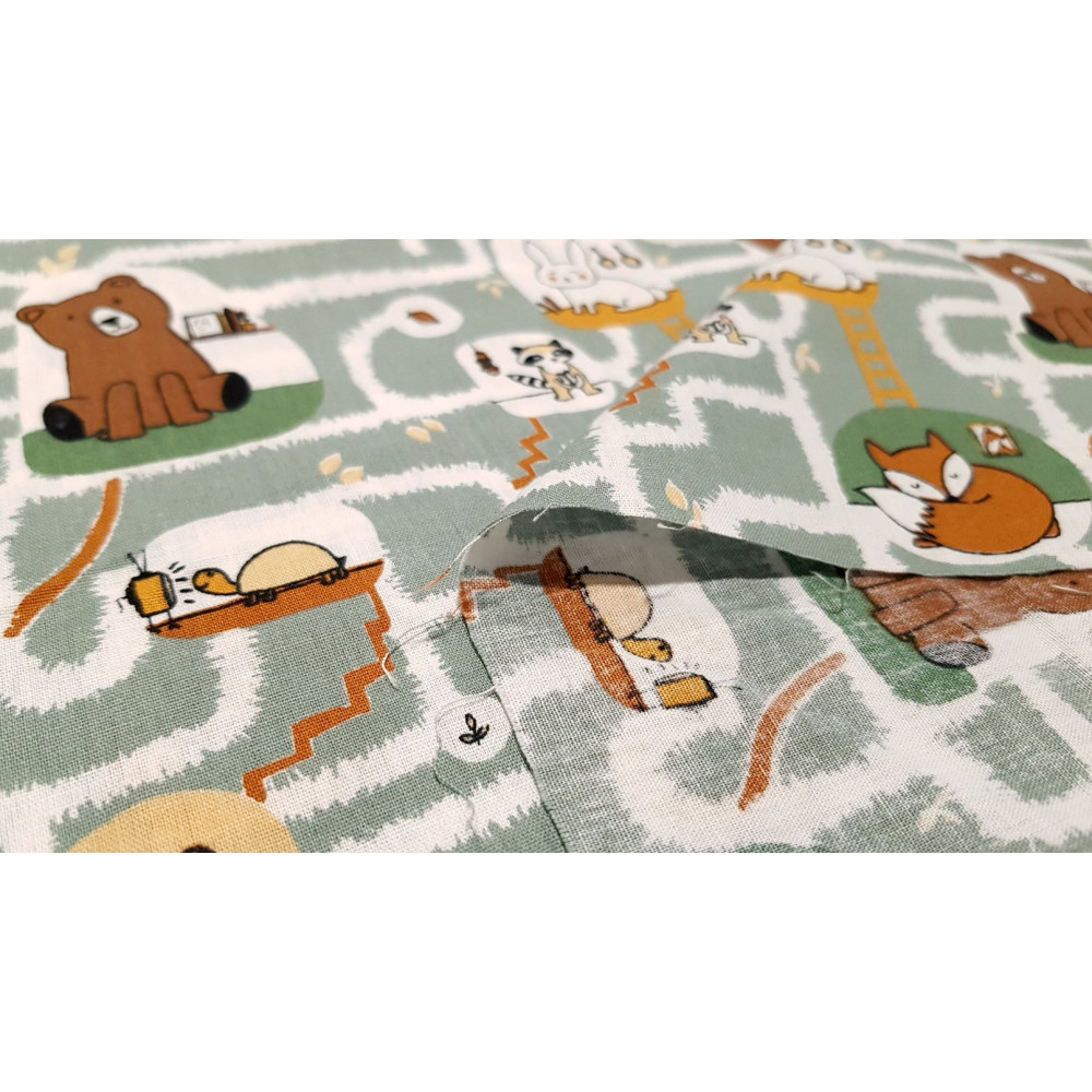 Tejido Algodón Animales Laberinto | Tienda de telas Textil Siles