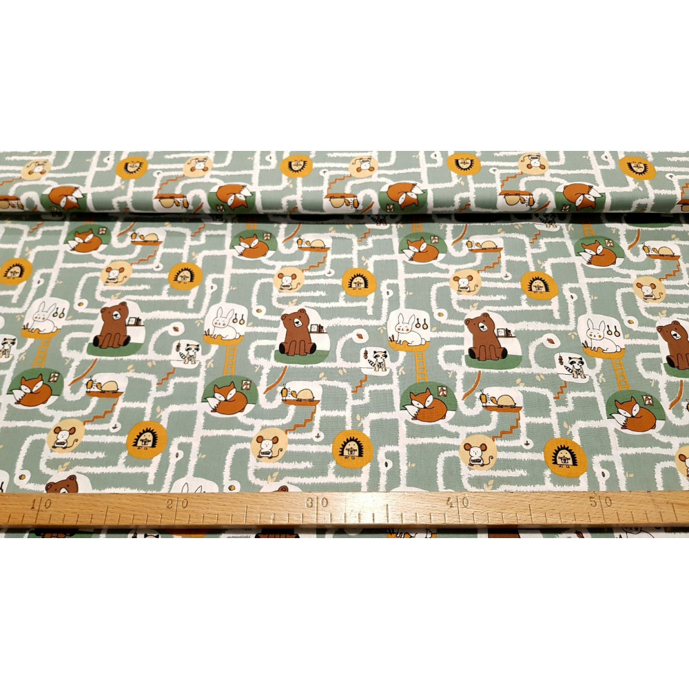 Tejido Algodón Animales Laberinto | Tienda de telas Textil Siles