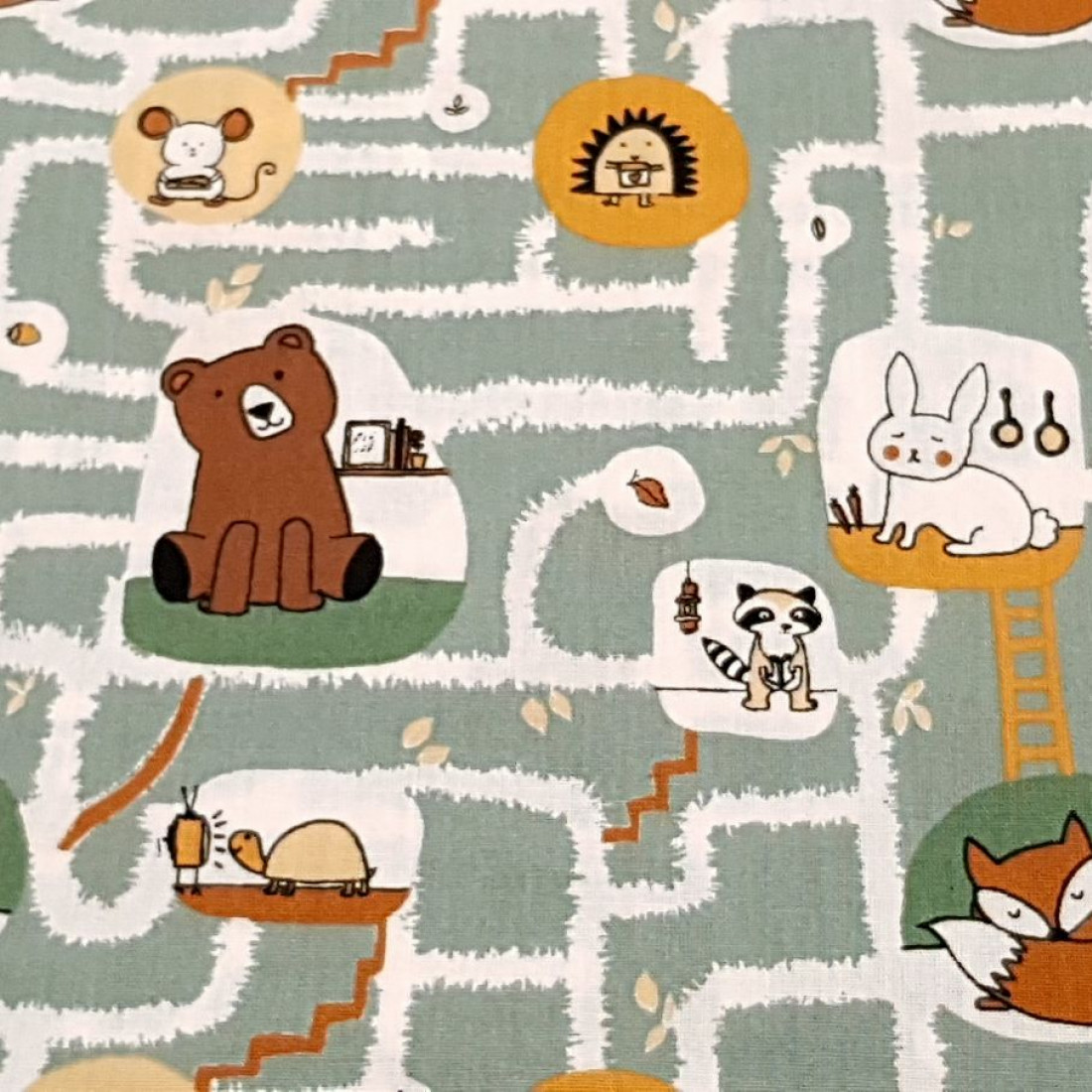 Tejido Algodón Animales Laberinto | Tienda de telas Textil Siles