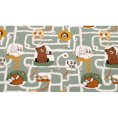 Cotton Animal Labyrinth fabric | Textil Siles fabric store