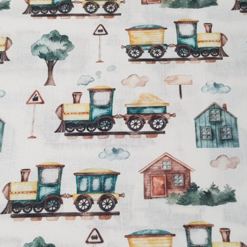 Cotton Trains fabric | Textil Siles fabric store