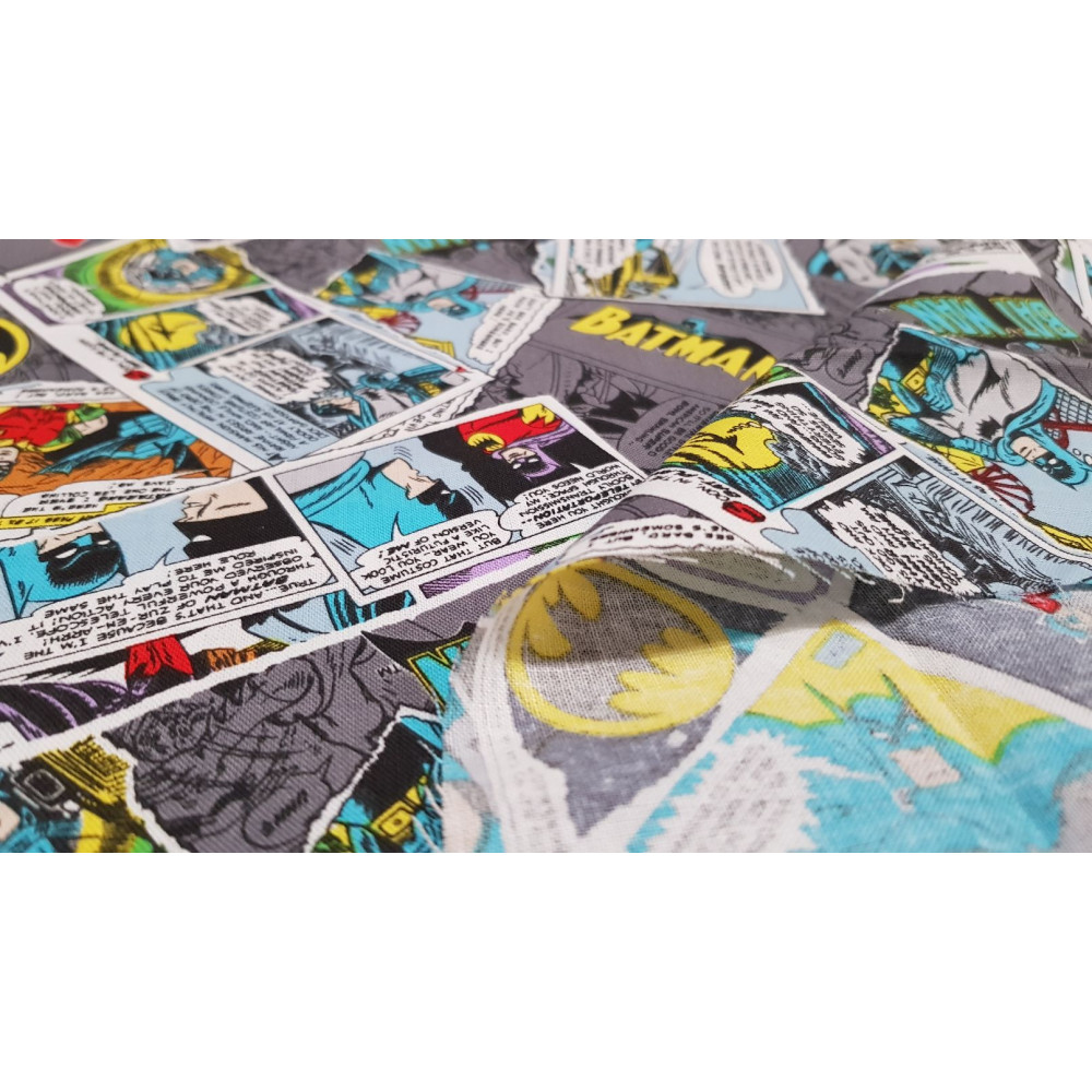 Tela Algodón Batman Cómic Gris | Tienda de telas Textil Siles