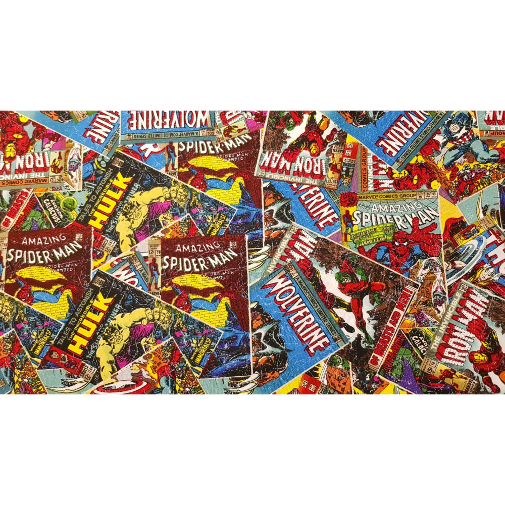 Tela Algodón Marvel Comic Collage Vintage | Tienda de telas Textil Siles
