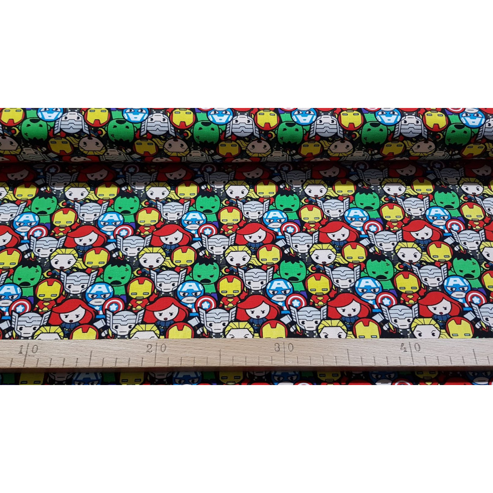 Tejido Algodón Marvel Vengadores Kawaii | Tienda de telas Textil Siles