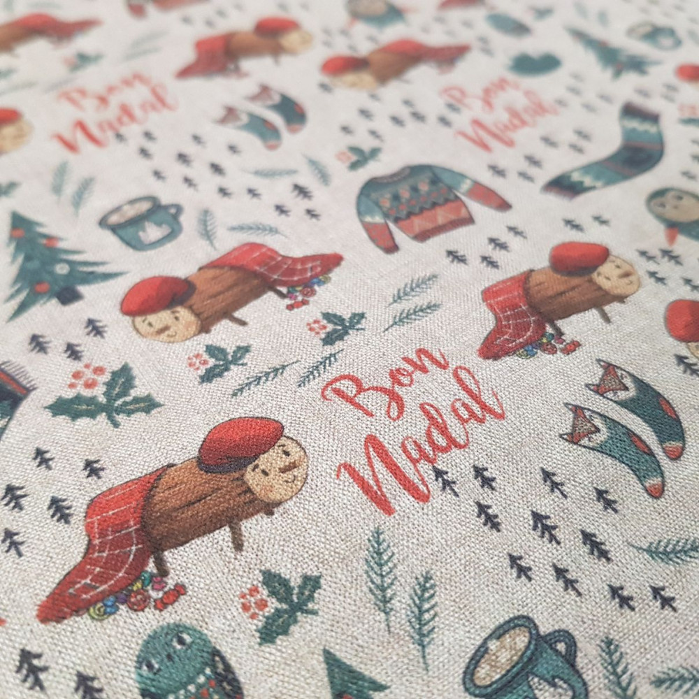 Tejido Algodón Navidad Caga Tió Bon Nadal | Tienda de telas Textil Siles