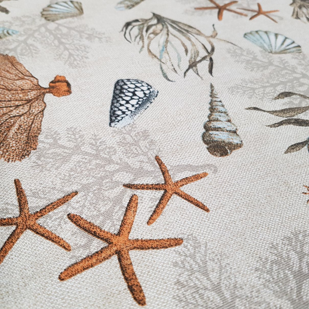 Tejido Loneta Fondo Marino Coral | Tienda de telas Textil Siles