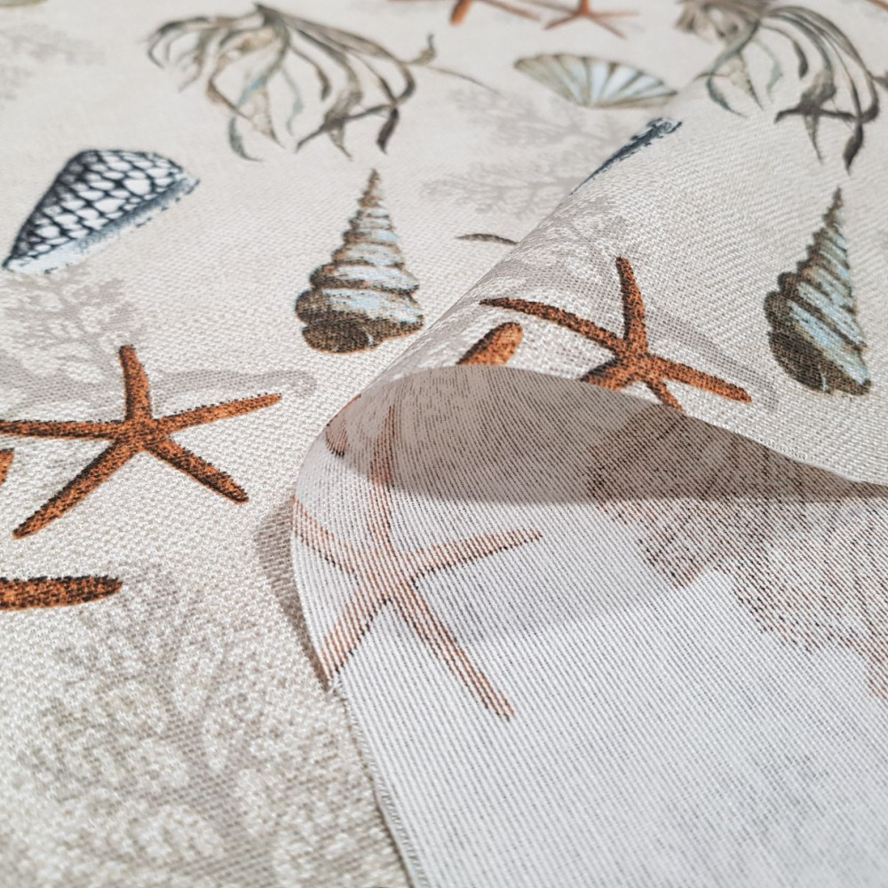 Tejido Loneta Fondo Marino Coral | Tienda de telas Textil Siles